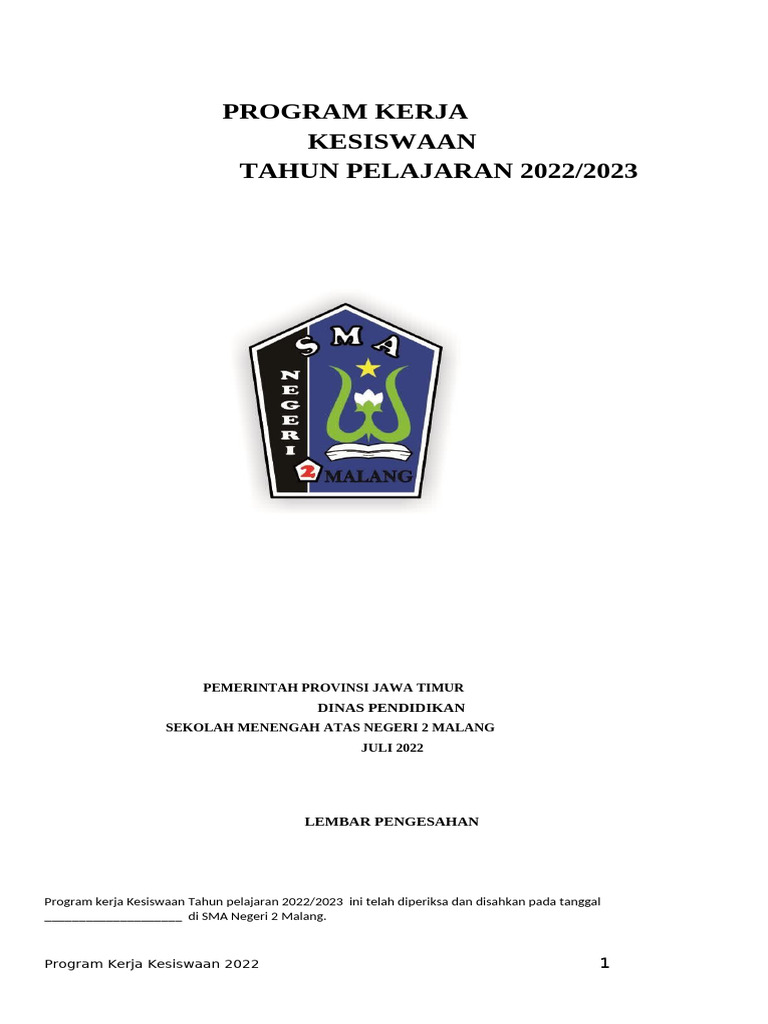 PROGRAM KERJA kesiswaan | PDF