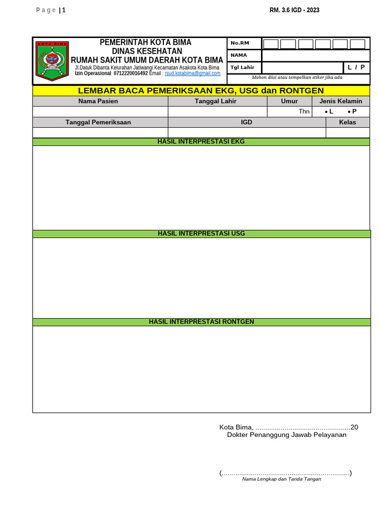 HASIL PEMERIKSAAN EKG, USG Dan RADIOLOGI | PDF