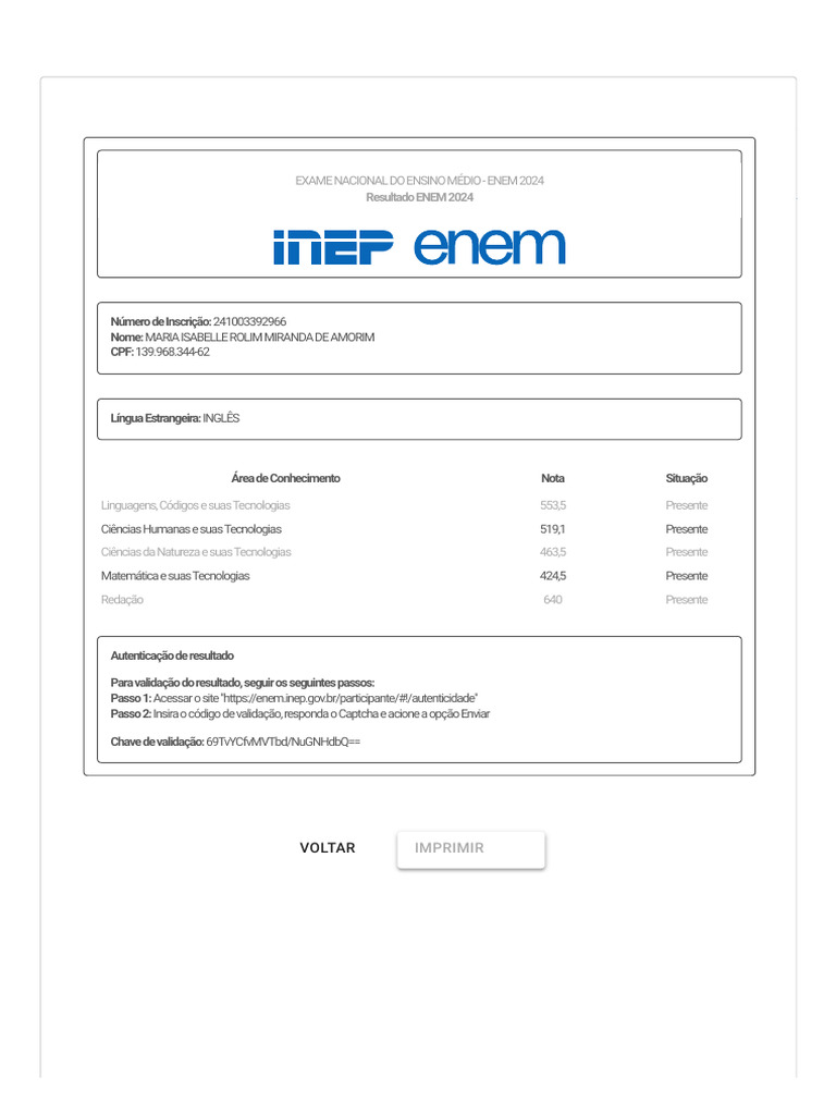 Nota Enem 2025 | PDF