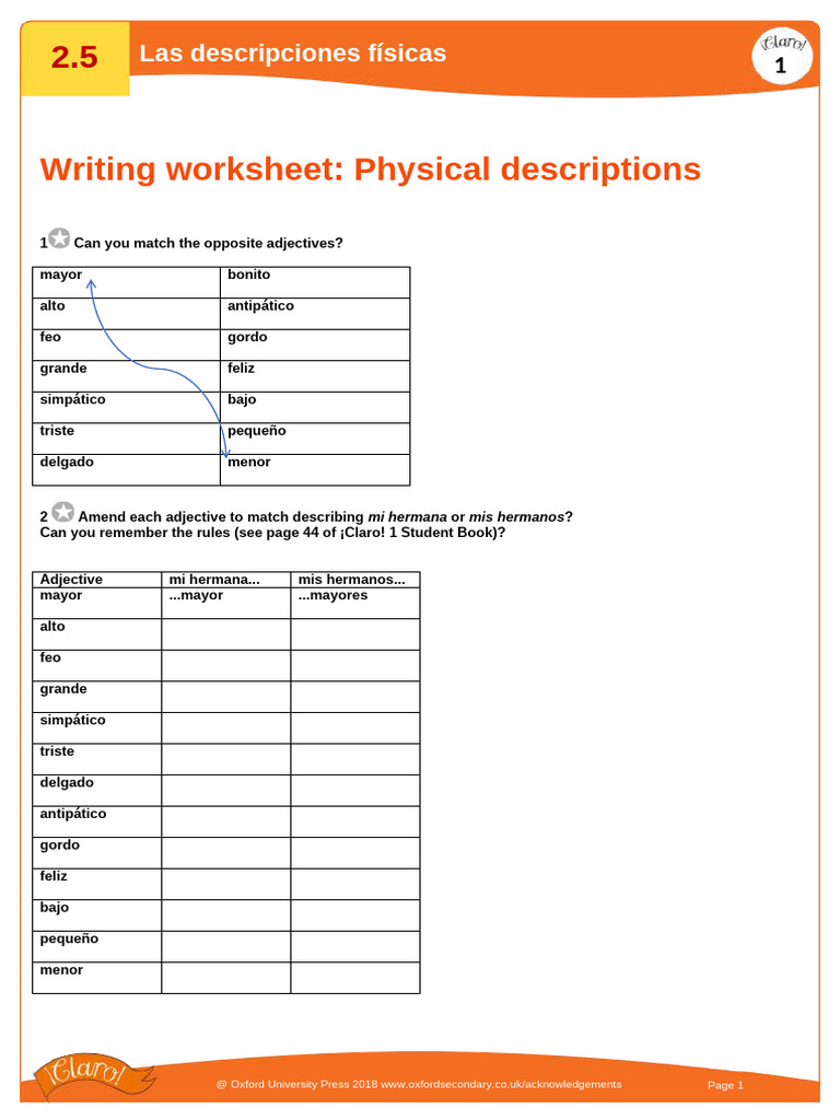 Descripciones físicas en español | PDF