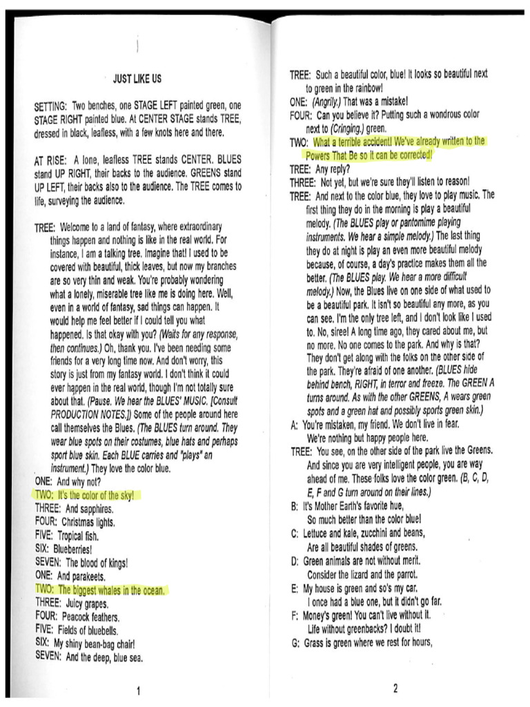 Just Like Us - One Act Script | PDF