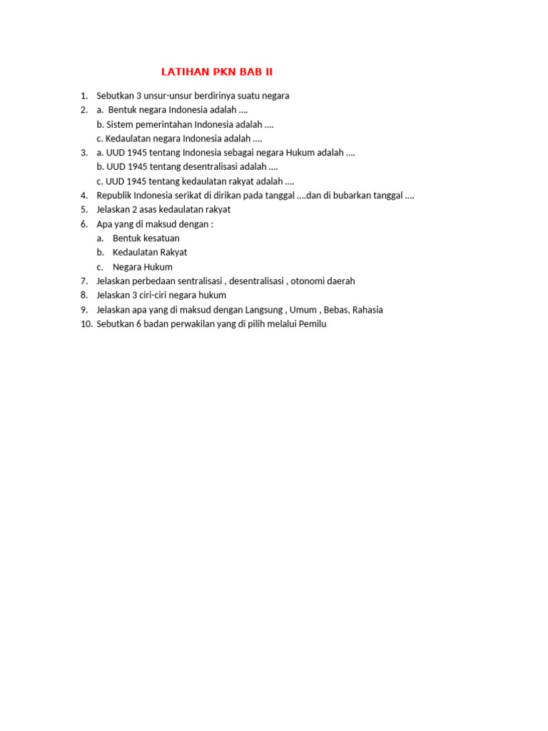 Latihan PKN Bab II | PDF