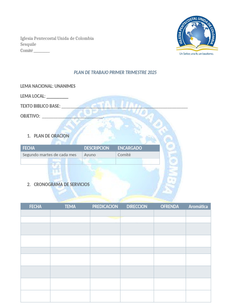 Ejemplo de Plan de Trabajo Word | PDF
