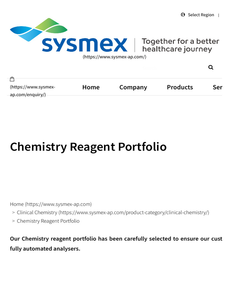 Chemistry Reagent Portfolio - Sysmex | PDF | Biomolecules