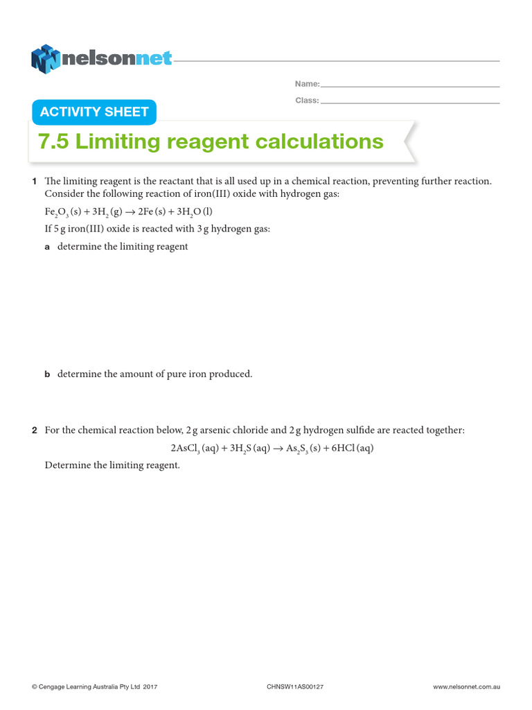 Limiting Reagent Calculations | PDF