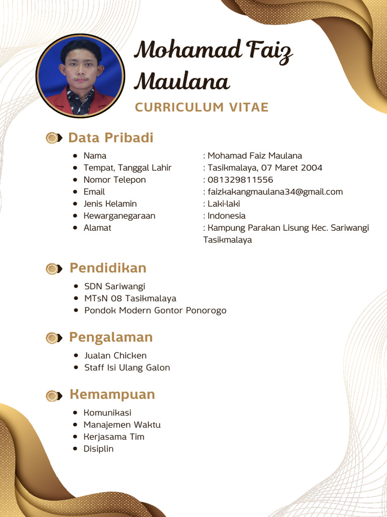 Putih Emas Elegan Modern CV Resume Riwayat Hidup - 20250419 - 195108 ...