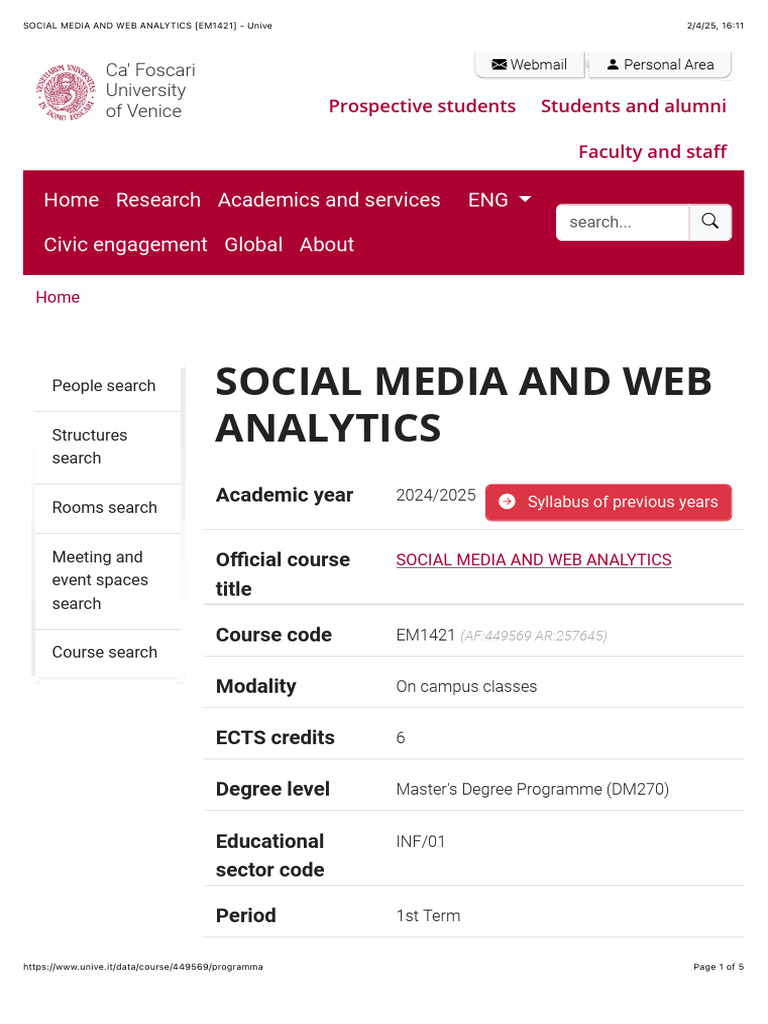 (Em1421) Social Media and Web Analytics | PDF | Analytics | Social Media