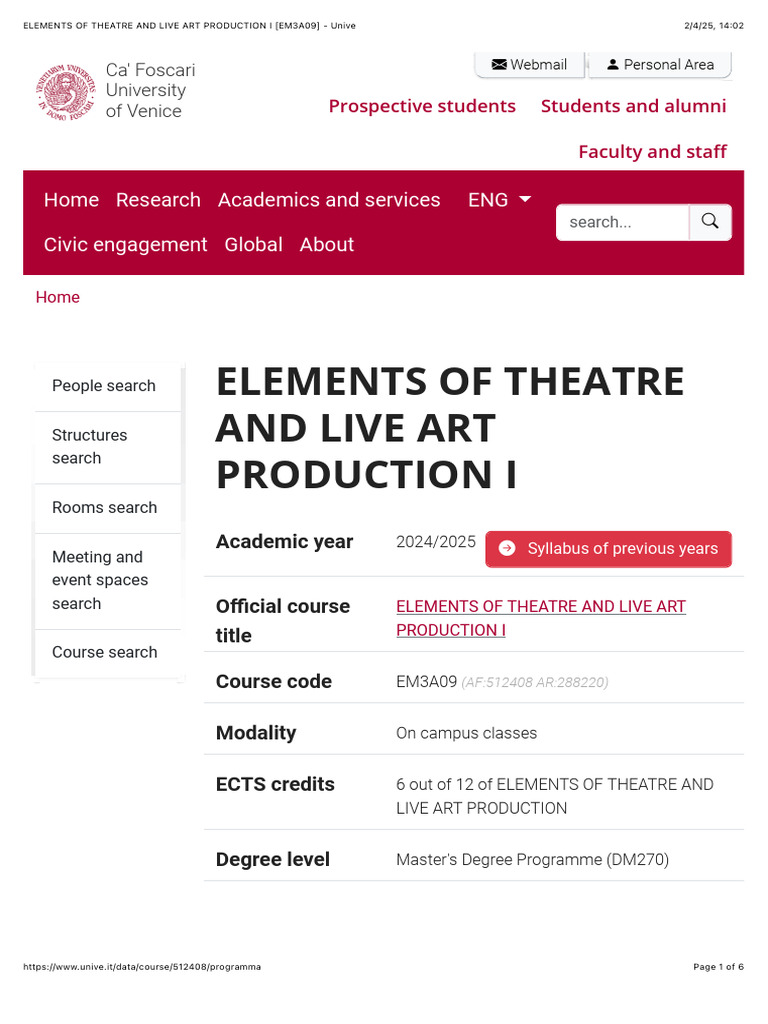 (Em3a09) Elements of Theatre and Live Art Production I | PDF ...