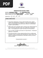 COT Observation-Notes-Sample 1 | PDF | Motivation | Motivational