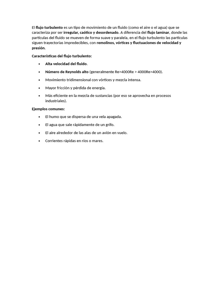 El Flujo Turbulento Es Un Tipo de Movimiento de Un Fluido | PDF