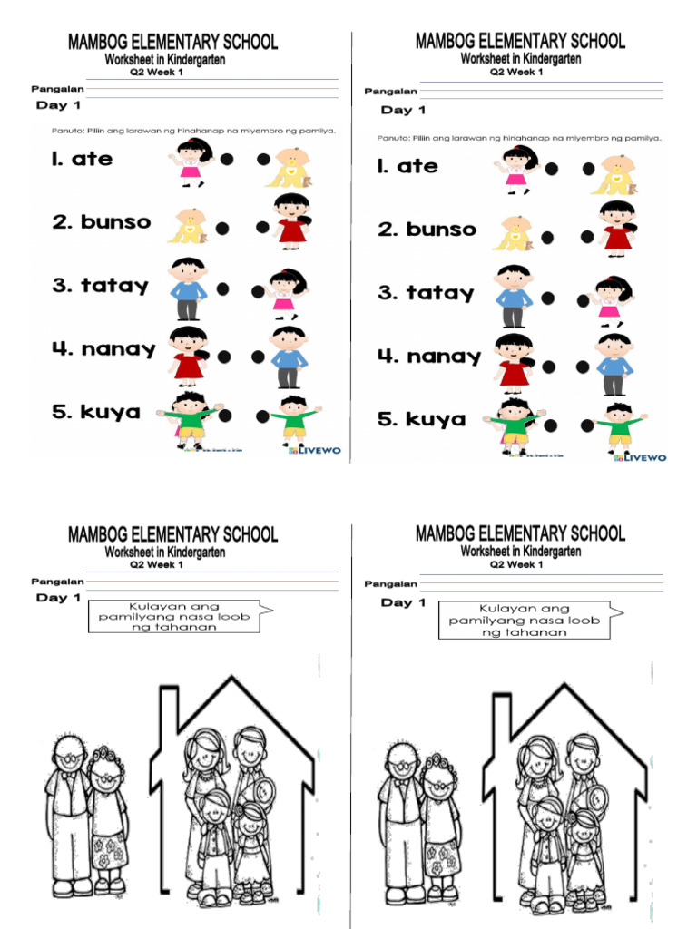 Kinder Worksheet Q2 Week 1 | PDF