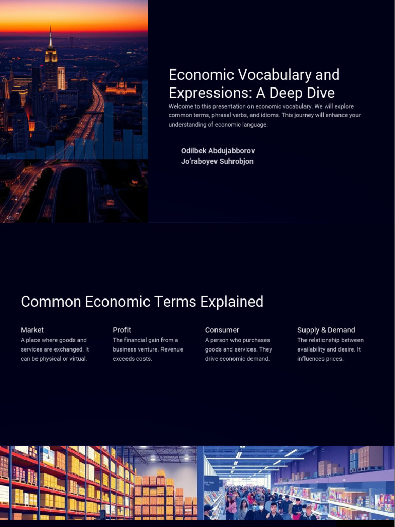 Economic Vocabulary and Expressions A Deep Dive PDF | PDF