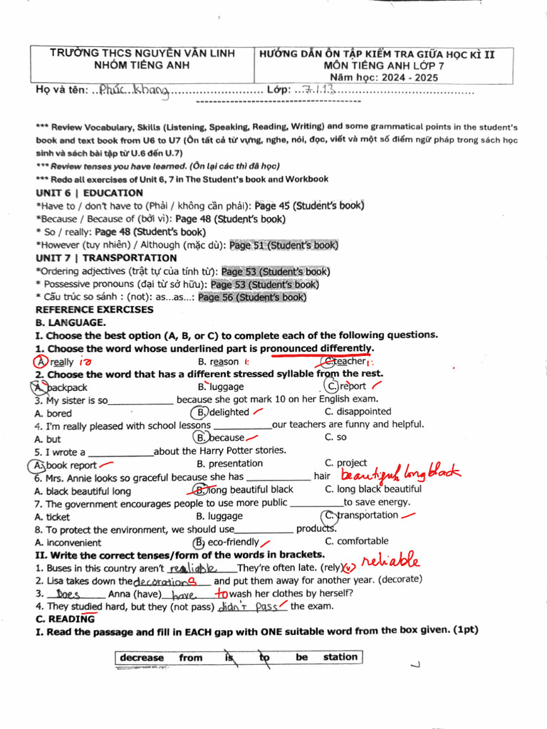 7 đề cương GK2 NVL 24-25 | PDF