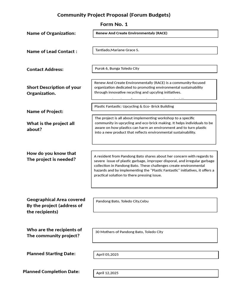 Form 1 NSTP Proposal 1 | PDF | Waste | Natural Environment