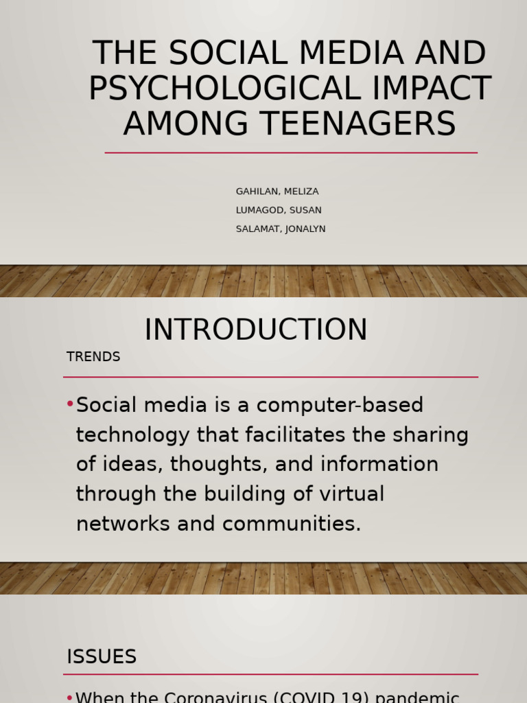 The Social Media and Psychological Impact Among Teenagers 1 | PDF ...
