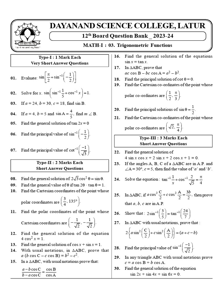 Trigonometric Functions | PDF | Trigonometric Functions | Elementary Geometry