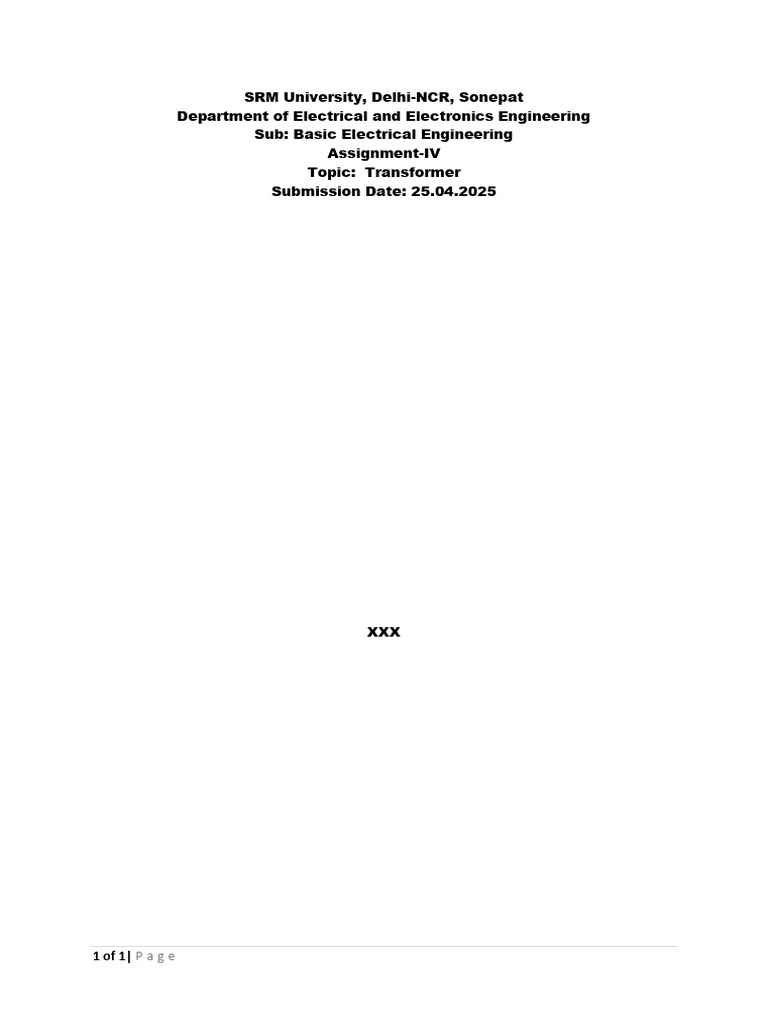 BEE Assignment-IV | PDF