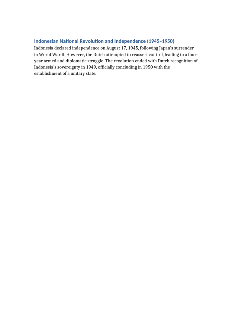 Indonesian Independence Revolution 1945-1950 | PDF
