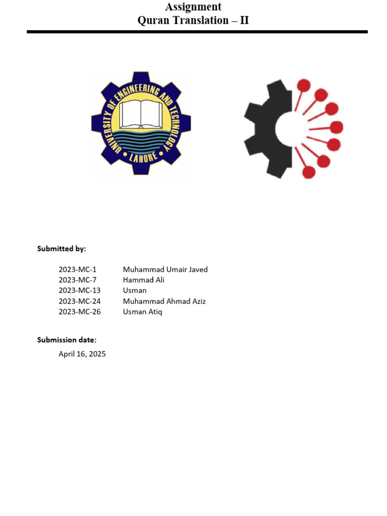 QT-II Group-2 Assignment | PDF | Forgiveness | Quran