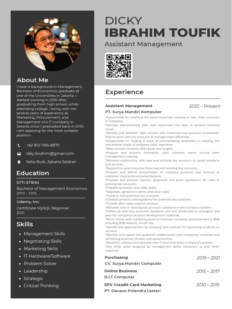 Dicky Ibrahim Toufik PROJECT MANAGER Resume | PDF | Marketing | Sales