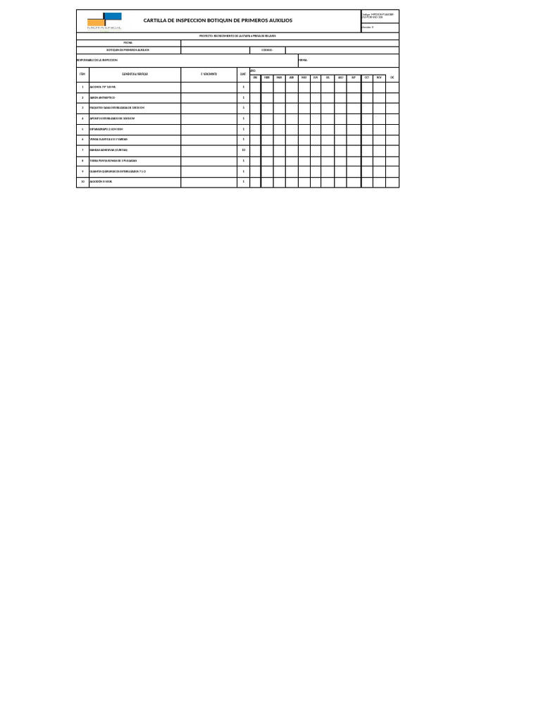 Formato de Inspeccion de Botiquines | PDF | Primeros auxilios | Servicios médicos de emergencia