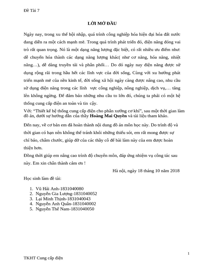 [123doc] Bai Tap Lon He Thong Cung Cap Dien Thiet Ke He Thong Cung Cap Dien Cho Phan Xuong Sua ...