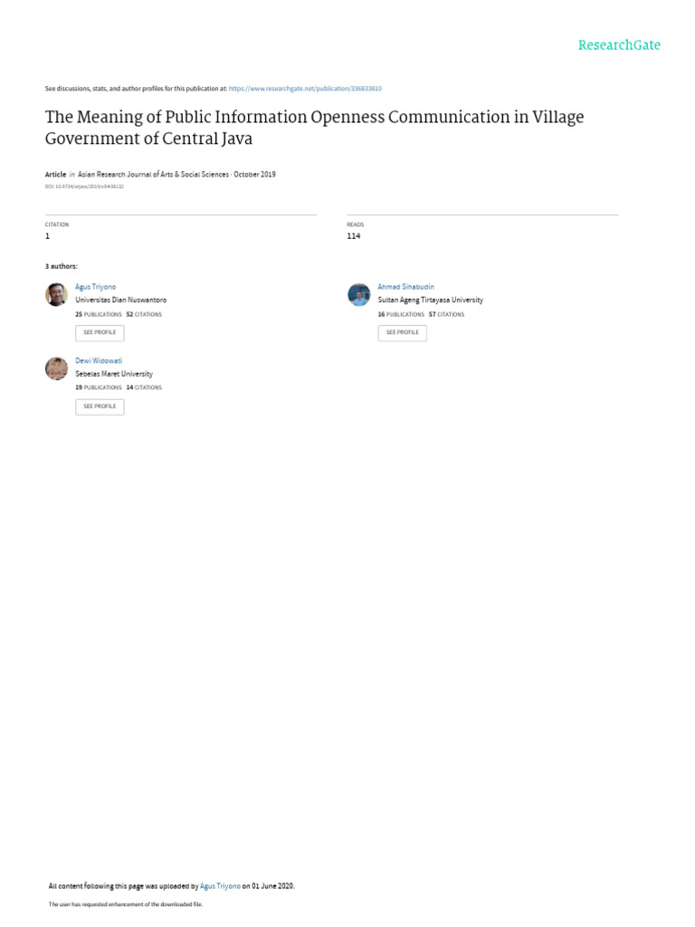 The Meaningof Public Information Openness Communicationin Village ...