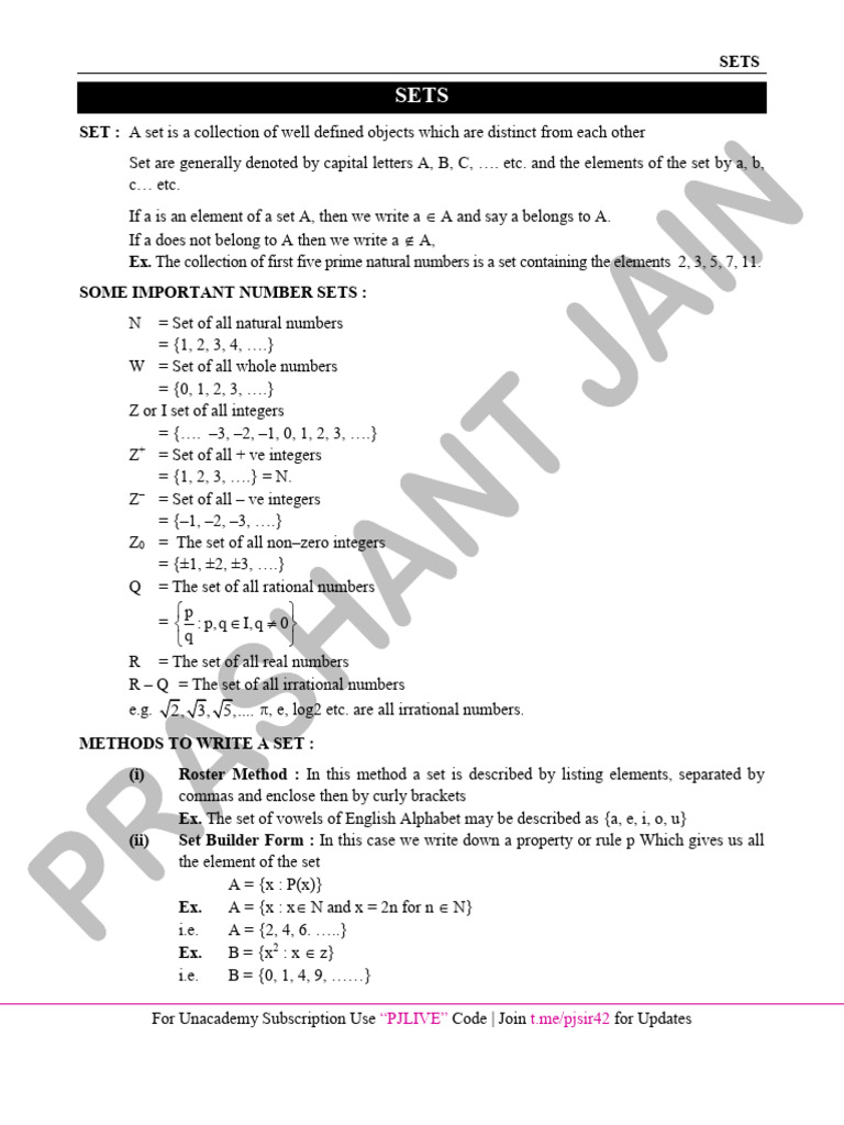 Understanding Sets: Definitions & Types | PDF | Integer | Arithmetic