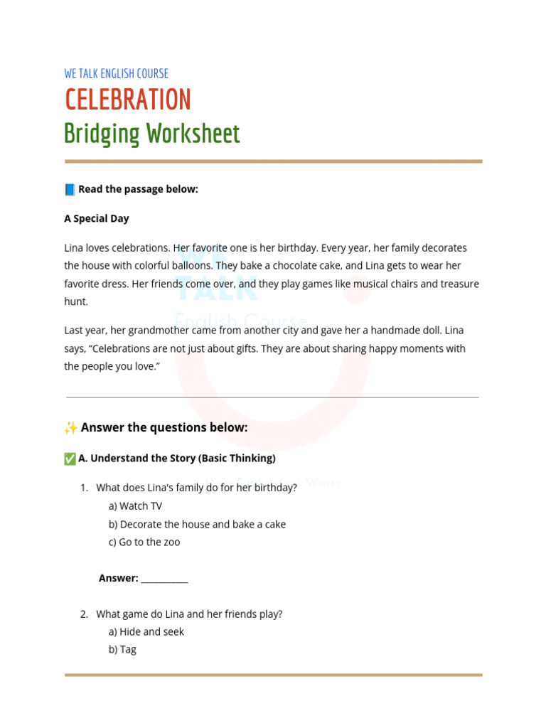 WORKSHEET HOTs For Grade 2-3 | PDF