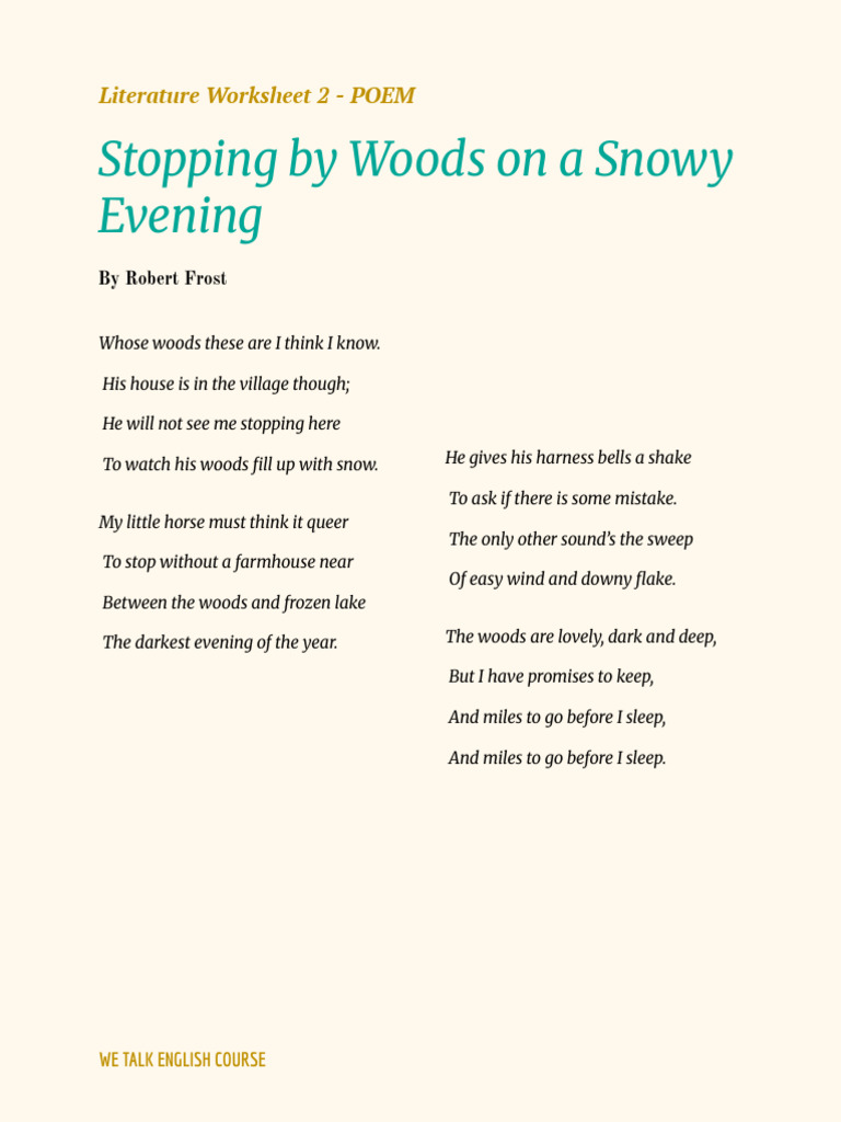 Analyzing Frost's Snowy Evening Poem | PDF
