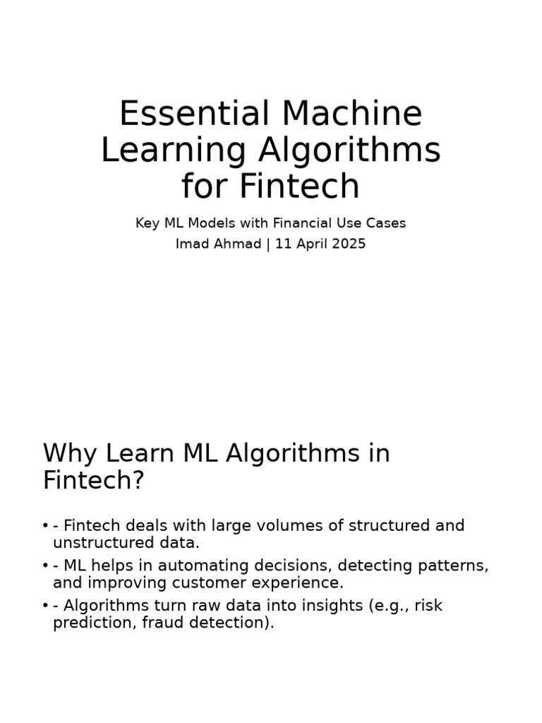 ML Algorithms For Fintech | PDF | Machine Learning | Support Vector Machine