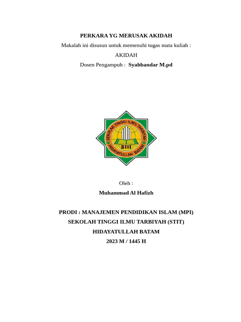 Perkara Merusak Akidah dalam Islam | PDF
