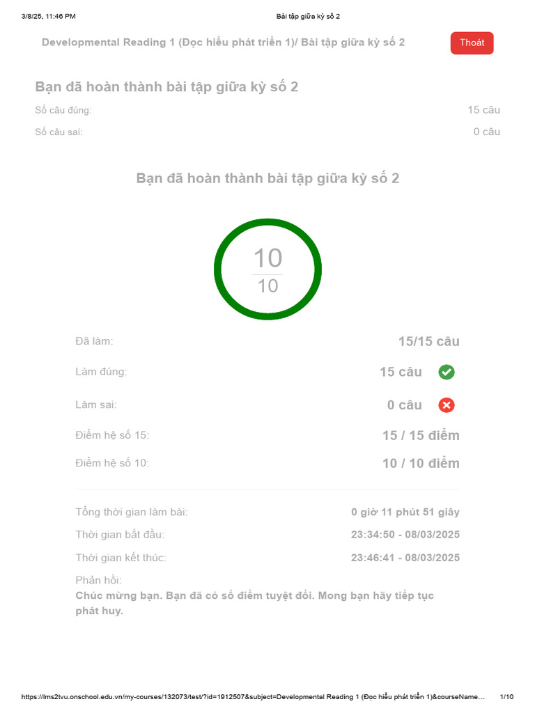 Midterm Exam Results: Perfect Score | PDF