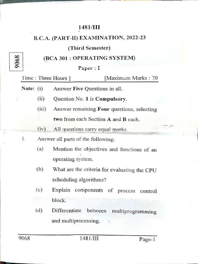 Bca 3rd Sem All Paper OS, COM, DSA, COA | PDF