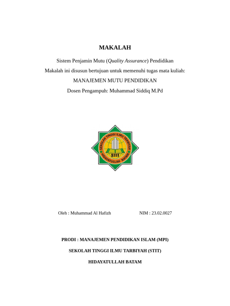 MMPI MKLH (Sistem Penjamin Mutu) | PDF