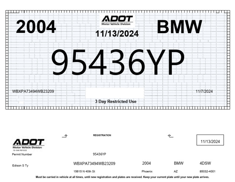 Temp License Plate Temp Registration | PDF