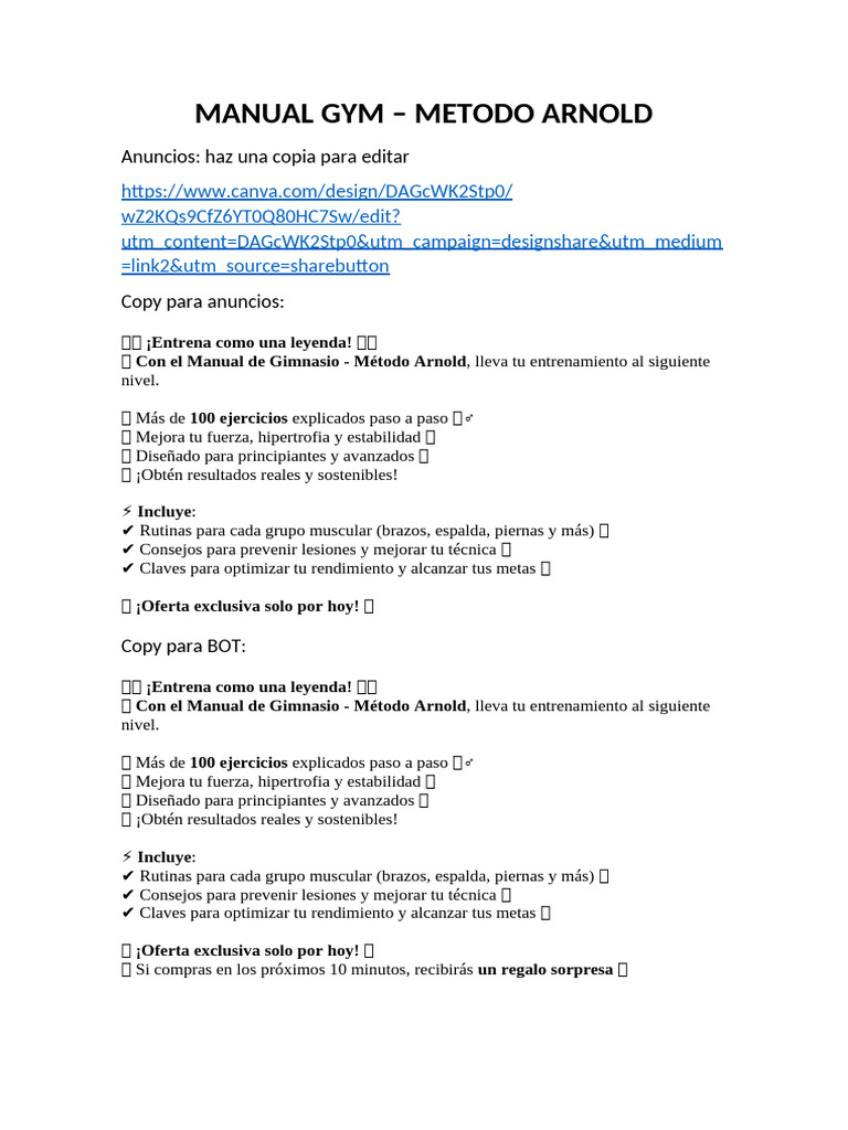 MANUAL GYM – METODO ARNOLD | PDF