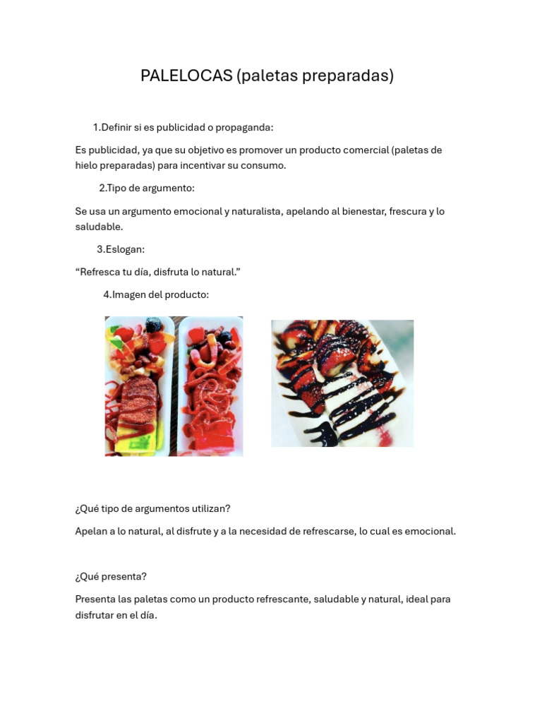 PALELOCAS (Paletas Preparadas) | PDF