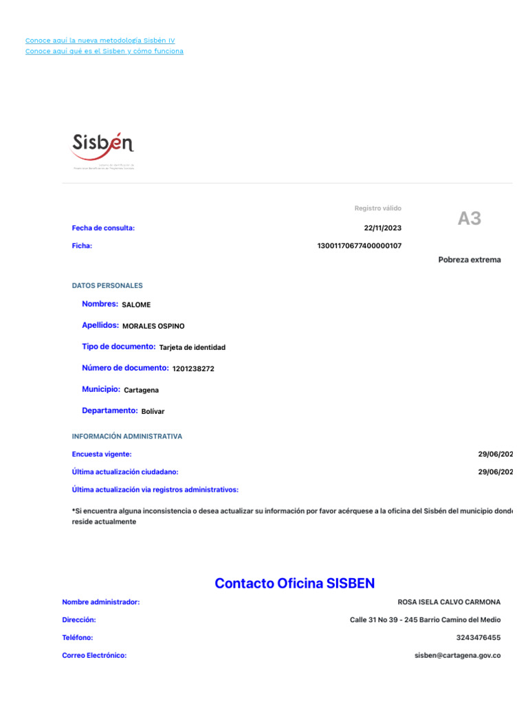 Consulta Tu Grupo Sisbén | PDF