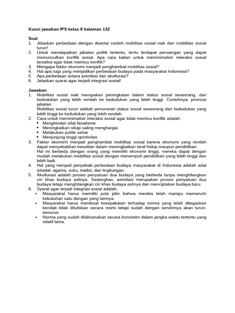 Kunci Jawaban IPS Kelas 8 Halaman 132 | PDF
