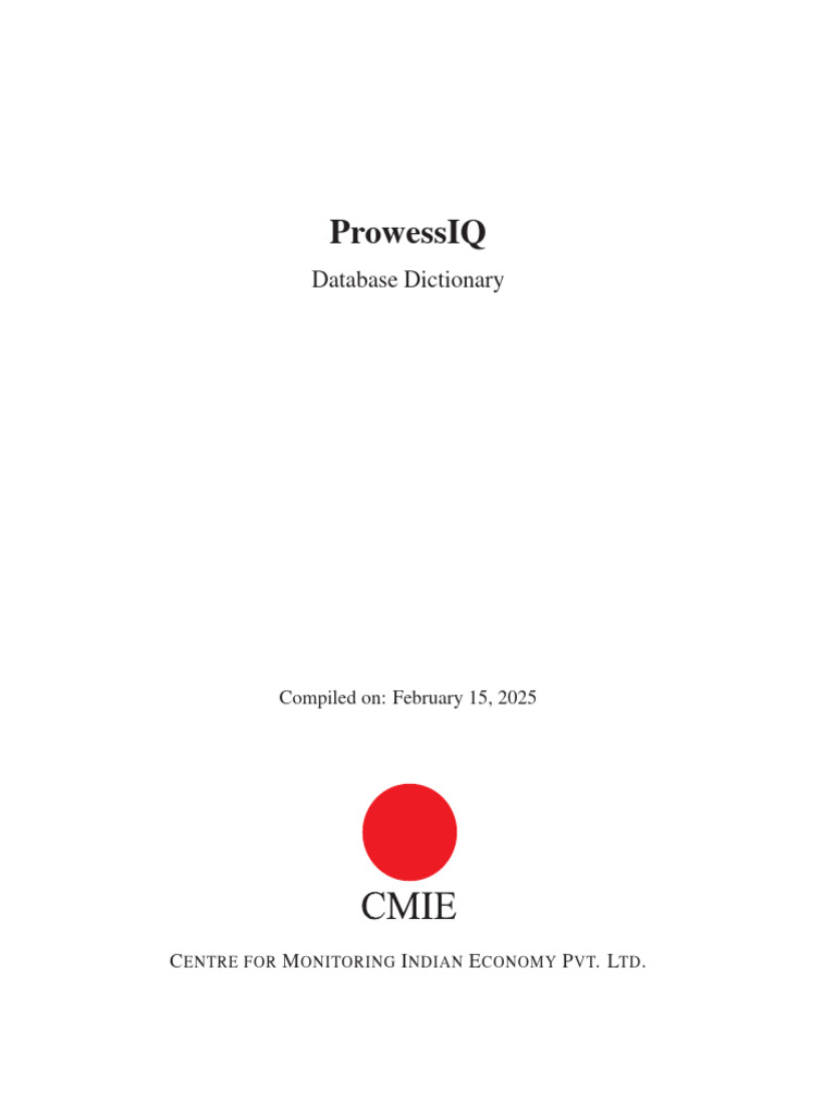 Prowessiq Data Dictionary | PDF | Investing | Economies
