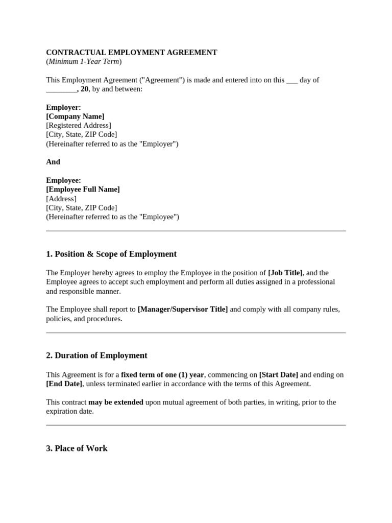 Contractual Employment Agreement | PDF | Employment | Salary