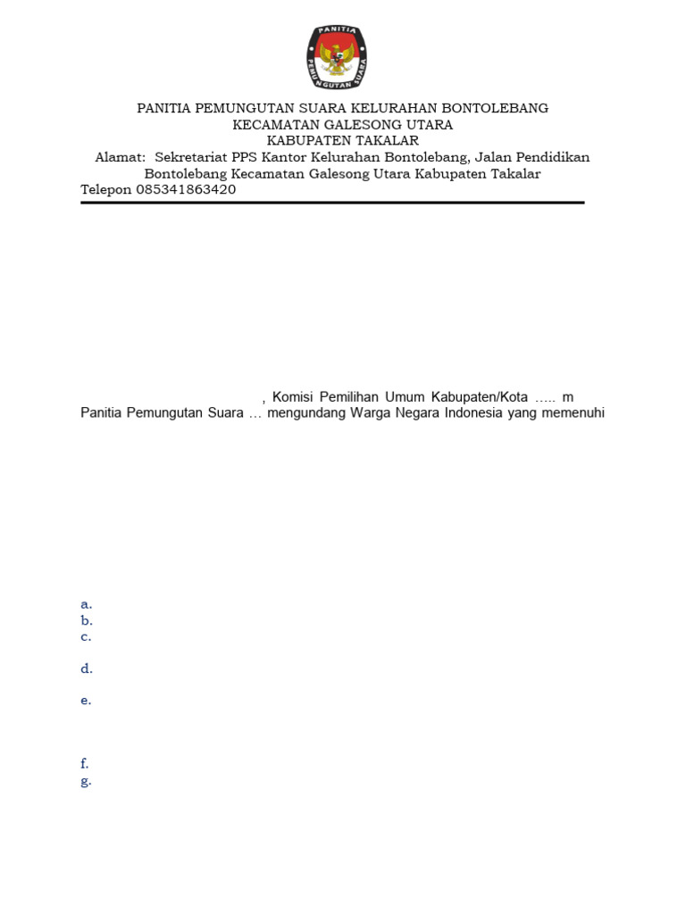 Pengumuman Pendaftaran Pantarlih | PDF