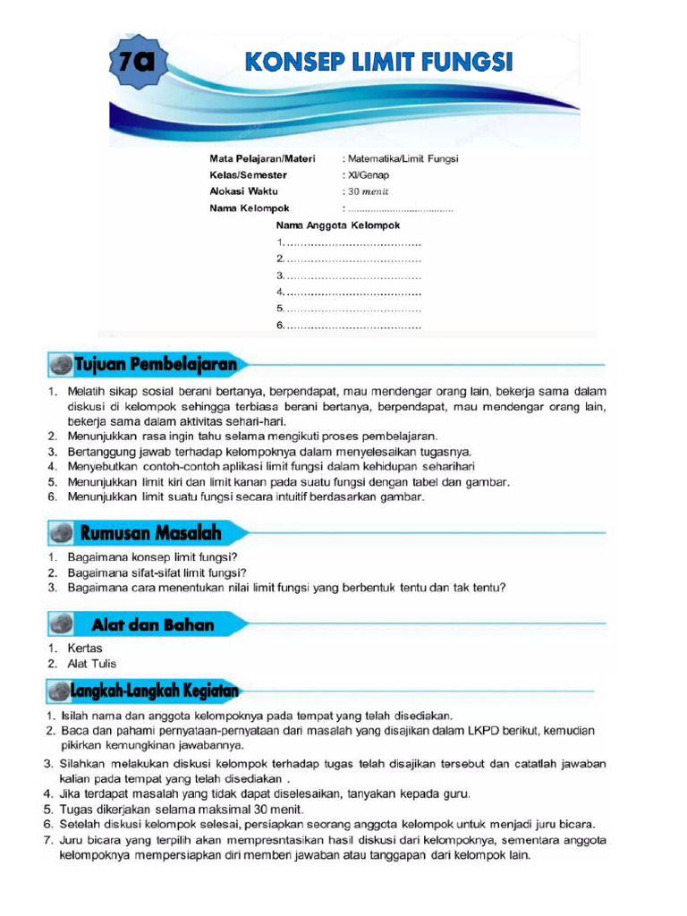 LKPD Limit Fungsi Trigonometri | PDF