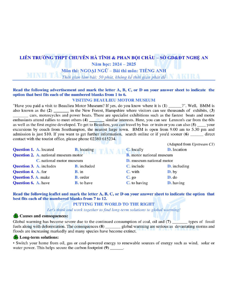 Liên Trư NG THPT Chuyên Hà Tĩnh - PBC | PDF