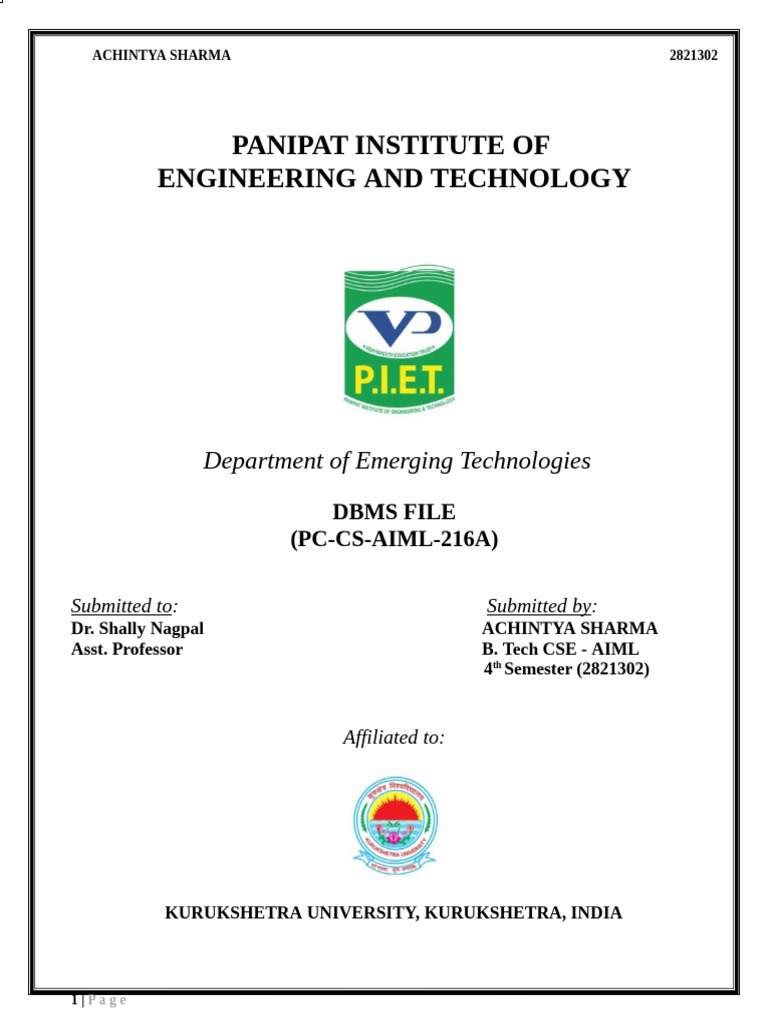 Achintya Dbms Sem 4 PDF | PDF | Relational Database | Databases