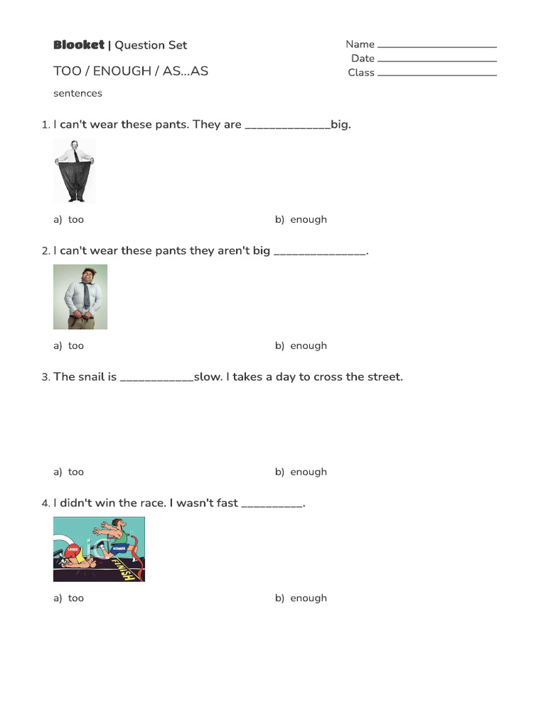 Too - Enough - As - As | PDF