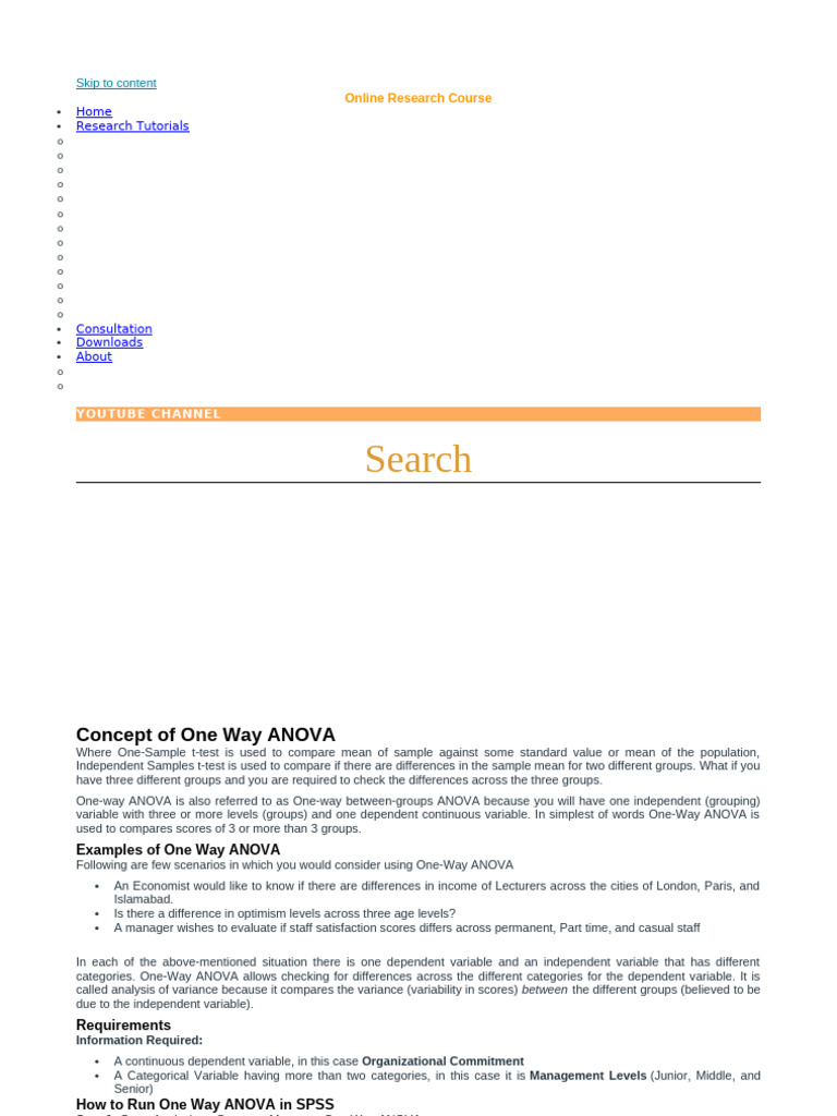 ONE_WAY_ANOVA_USING_SPSS | PDF | Analysis Of Variance | Student's T Test