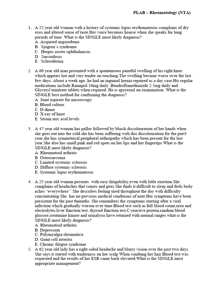 Diagnosing Rheumatologic Conditions | PDF | Arthritis | Rheumatoid ...