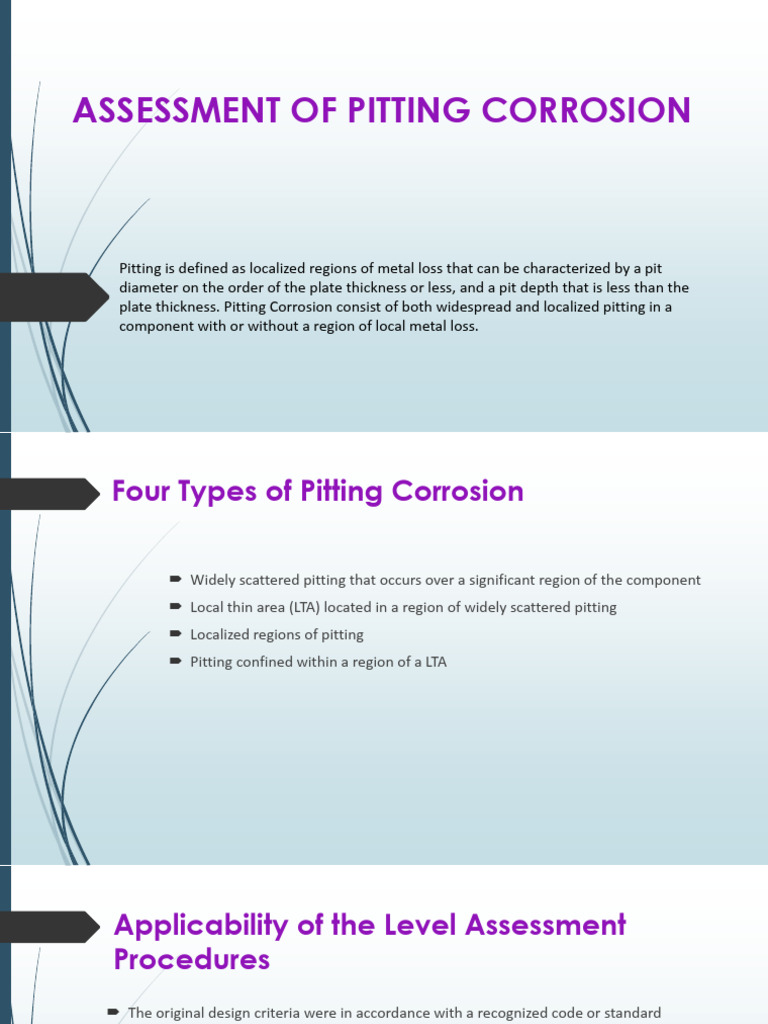 Pitting Corrosion Assessment Guide | PDF | Strength Of Materials ...